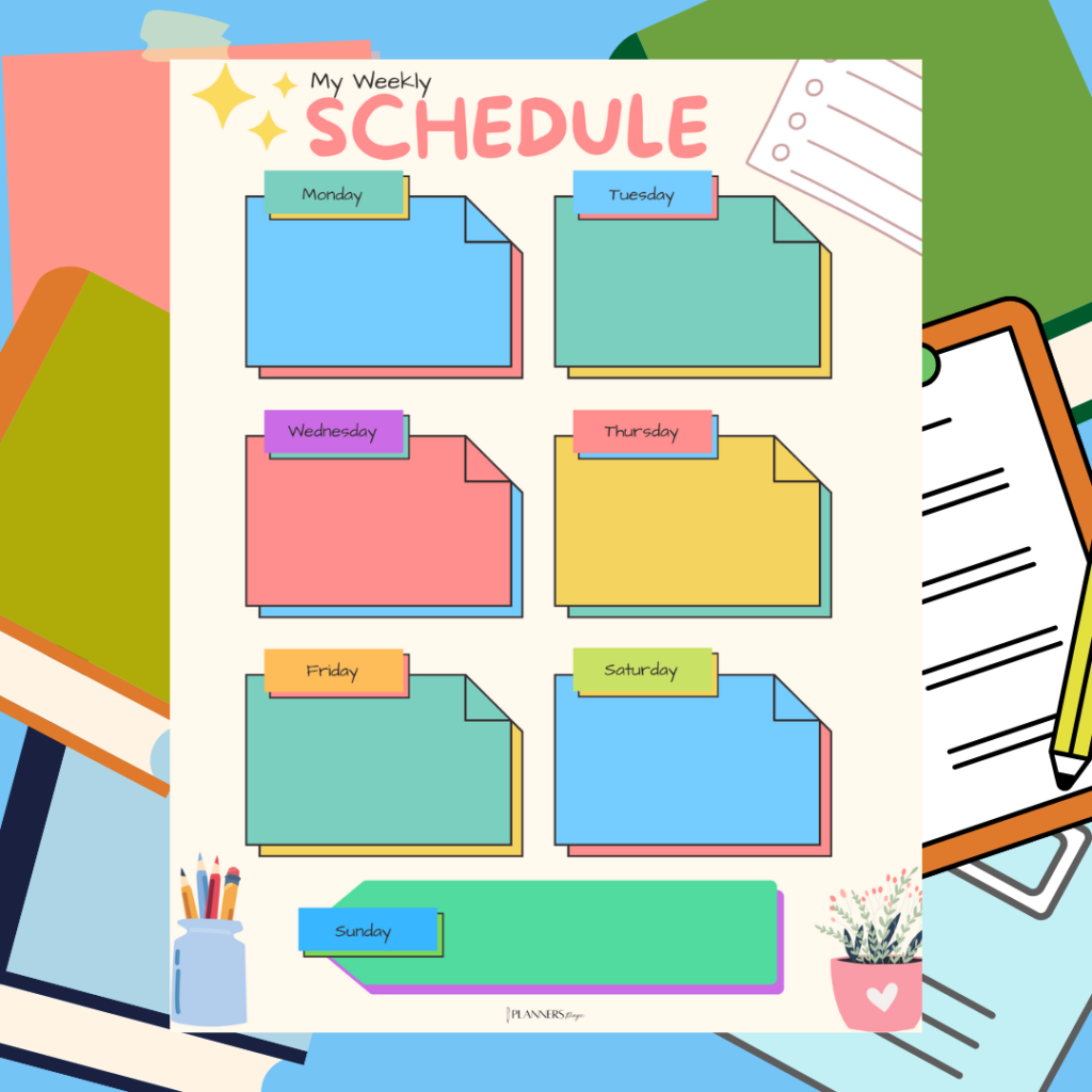 Weekly Schedule - Planners Page